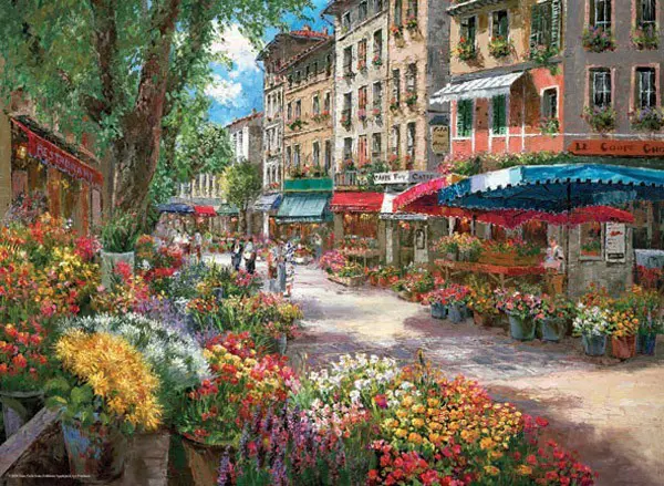 Puzzle Sam Park: Blomstermarked i Paris, 1 000 Stykker